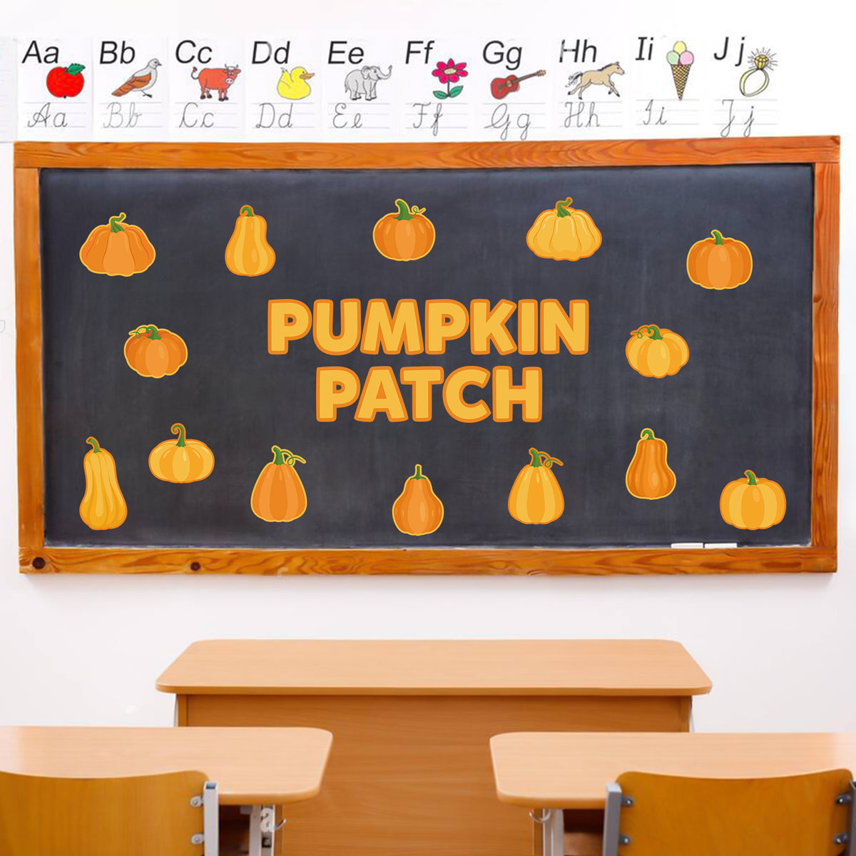 B1ykin 54Pcs Pumpkin Patch Bulletin Board Fall Pumpkin Classroom Cardb