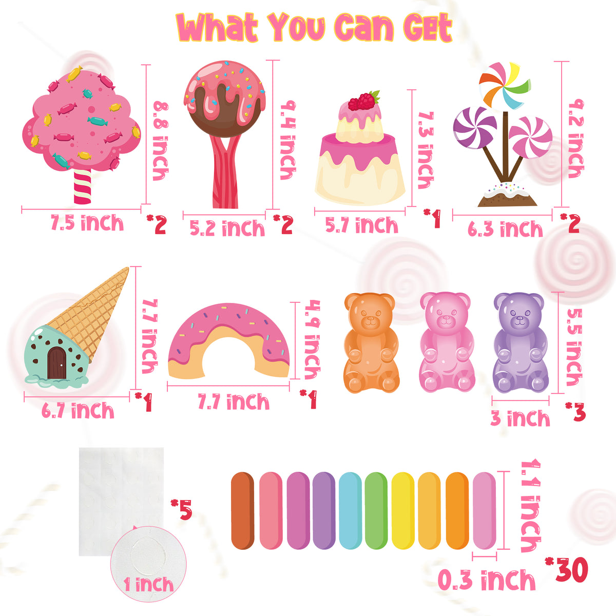 B1ykin 50Pcs Candyland Classroom Bulletin Board Decorations Set Welcom